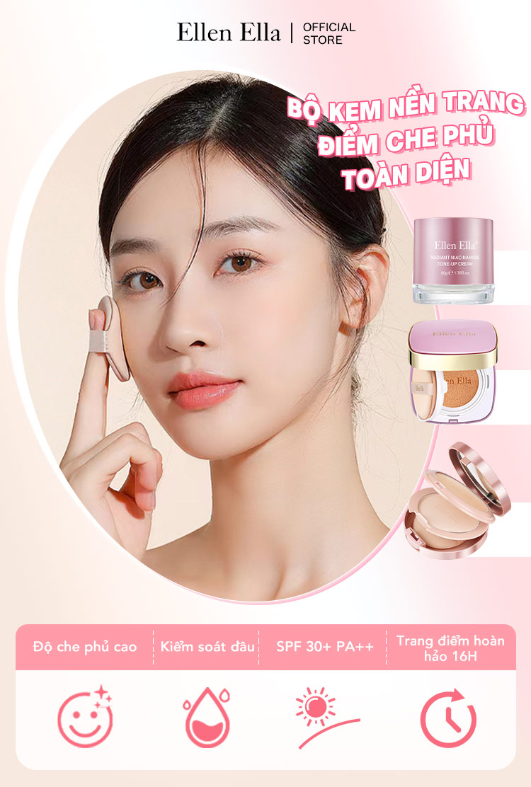 Bộ đôi trang điểm hoàn chỉnh Ellen Ella-Độ che phủ cao - kiểm soát dầu ...